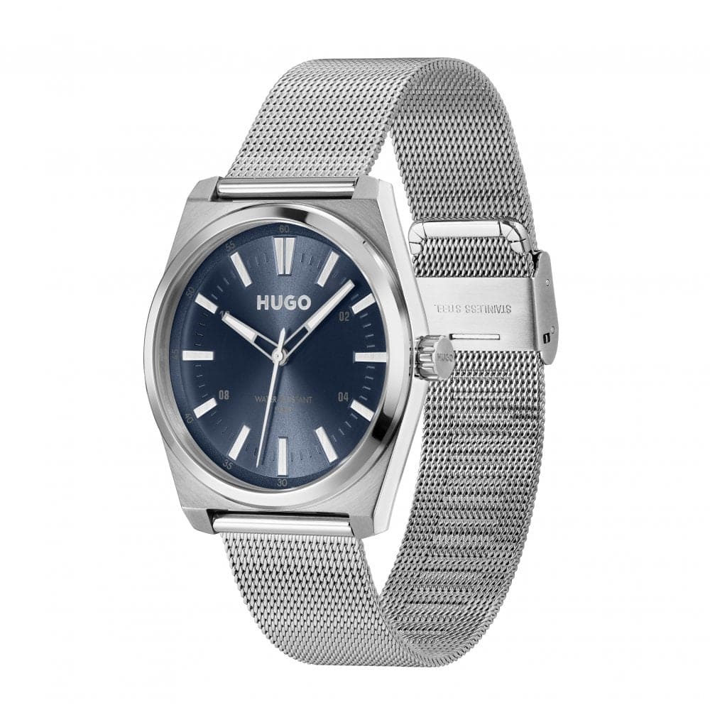 Hugo #ARK Blue Dial With Stainless Steel Mesh Bracelet Mens Watch | Edmonds