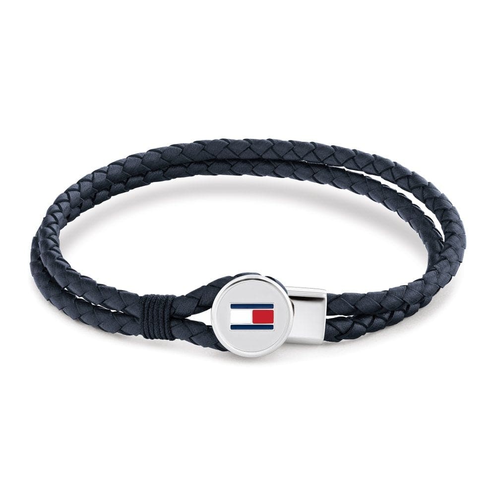 Tommy Hilfiger Men's Bruce Blue Leather Bracelet | Edmonds