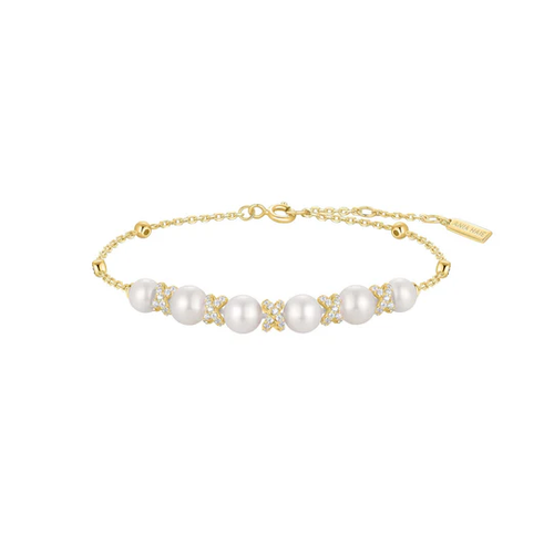 Ania Haie Gold Sparkling Braided Shell Pearl Bracelet | Edmonds