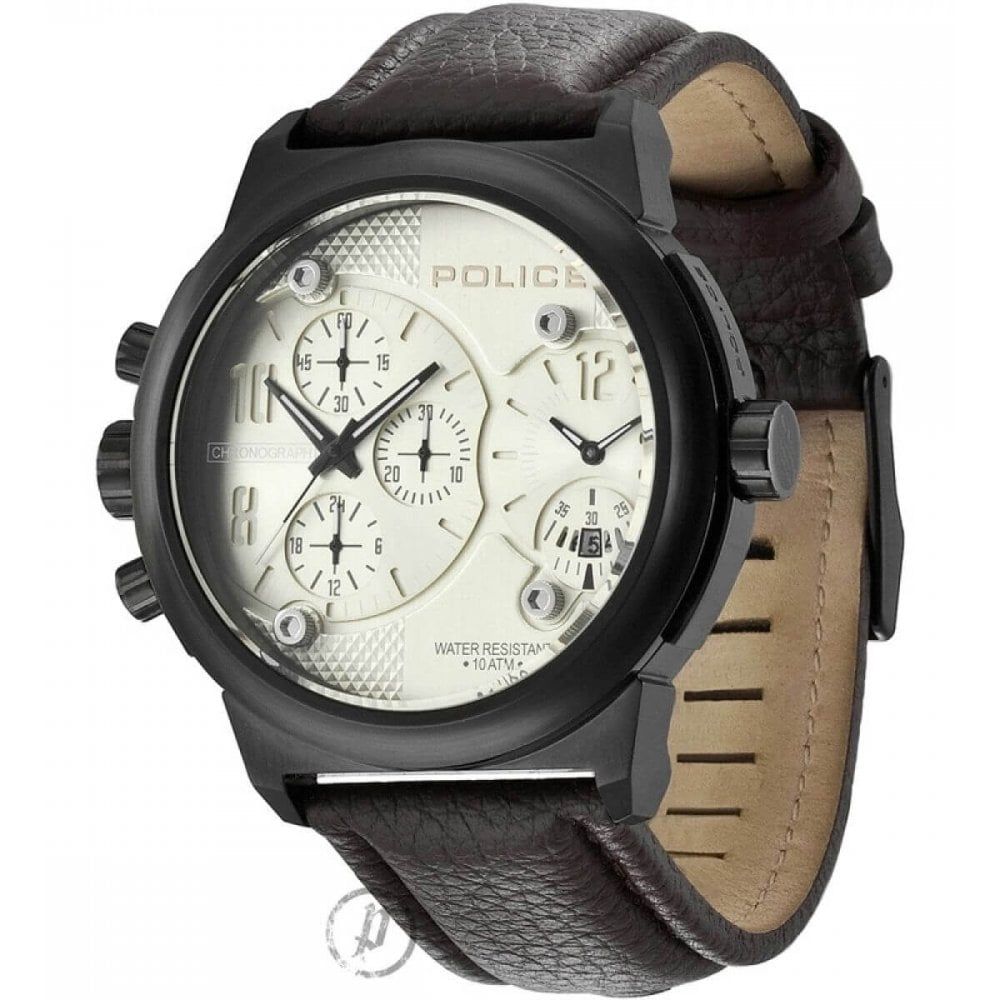 Police Viper Chronograph Gents Watch With Round Dial & Brown Leather ...
