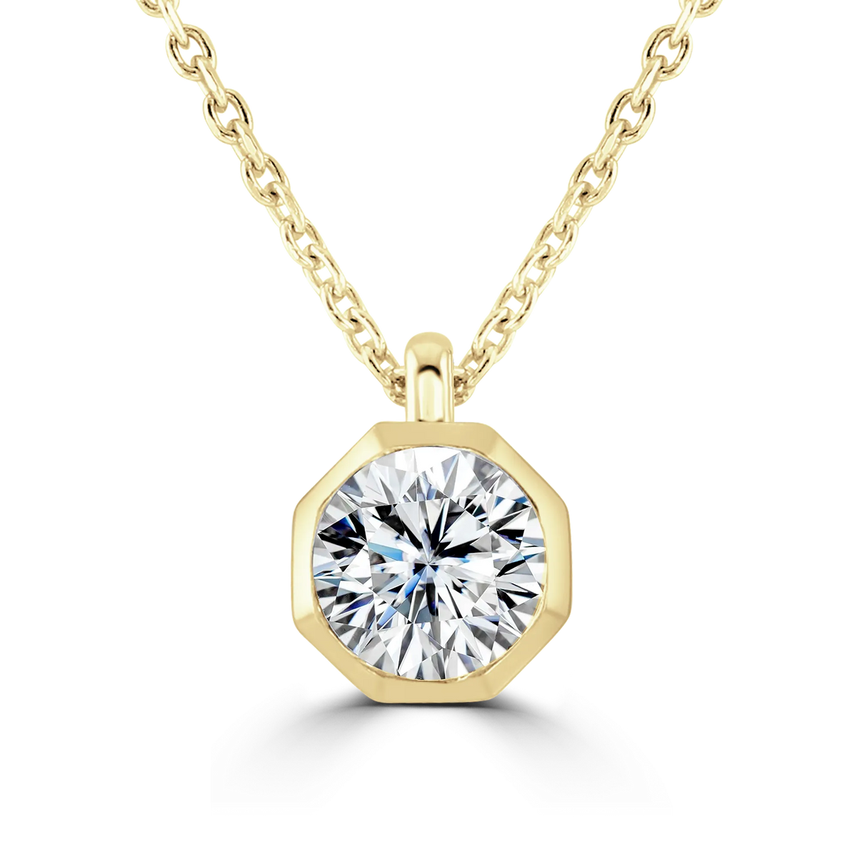 Brown & Newirth 18ct Yellow Gold Octagonal Set Round Brilliant Cut ...